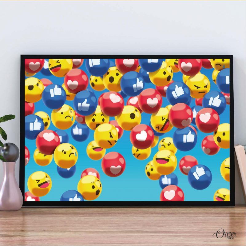 Hearts Likes & Emojis | Emoji Wall Art - Orner Store