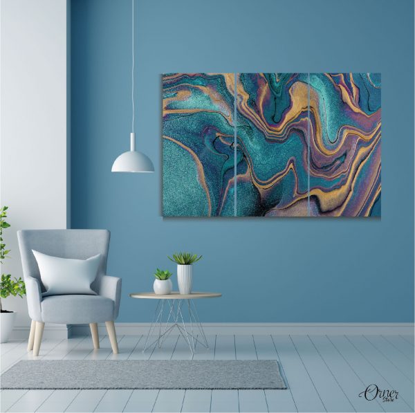 Oceanic Vector Lanscape (3 Panels) | Abstract Wall Art