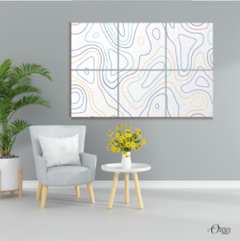 Topographic Contour Map Tiles (6 Panels) | Abstract wall art